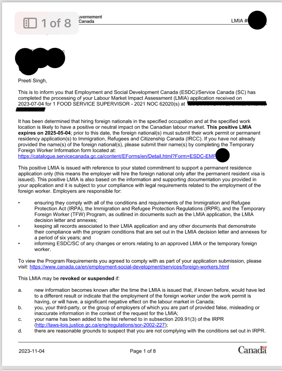 Verifying the authenticity of an LMIA job offer in Canada. – ReachOut ...